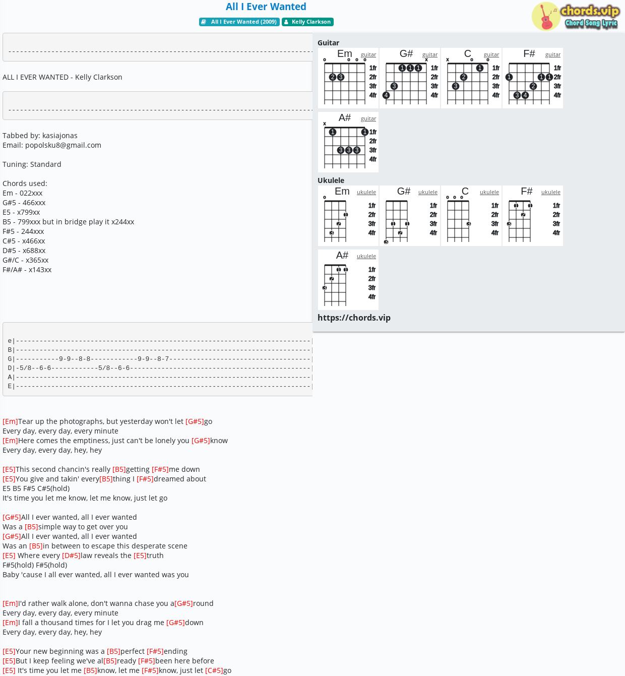 Chord: All I Ever Wanted - tab, song lyric, sheet, guitar, ukulele ... Chord: All I Ever Wanted - tab, song lyric, sheet, guitar, ukulele ...