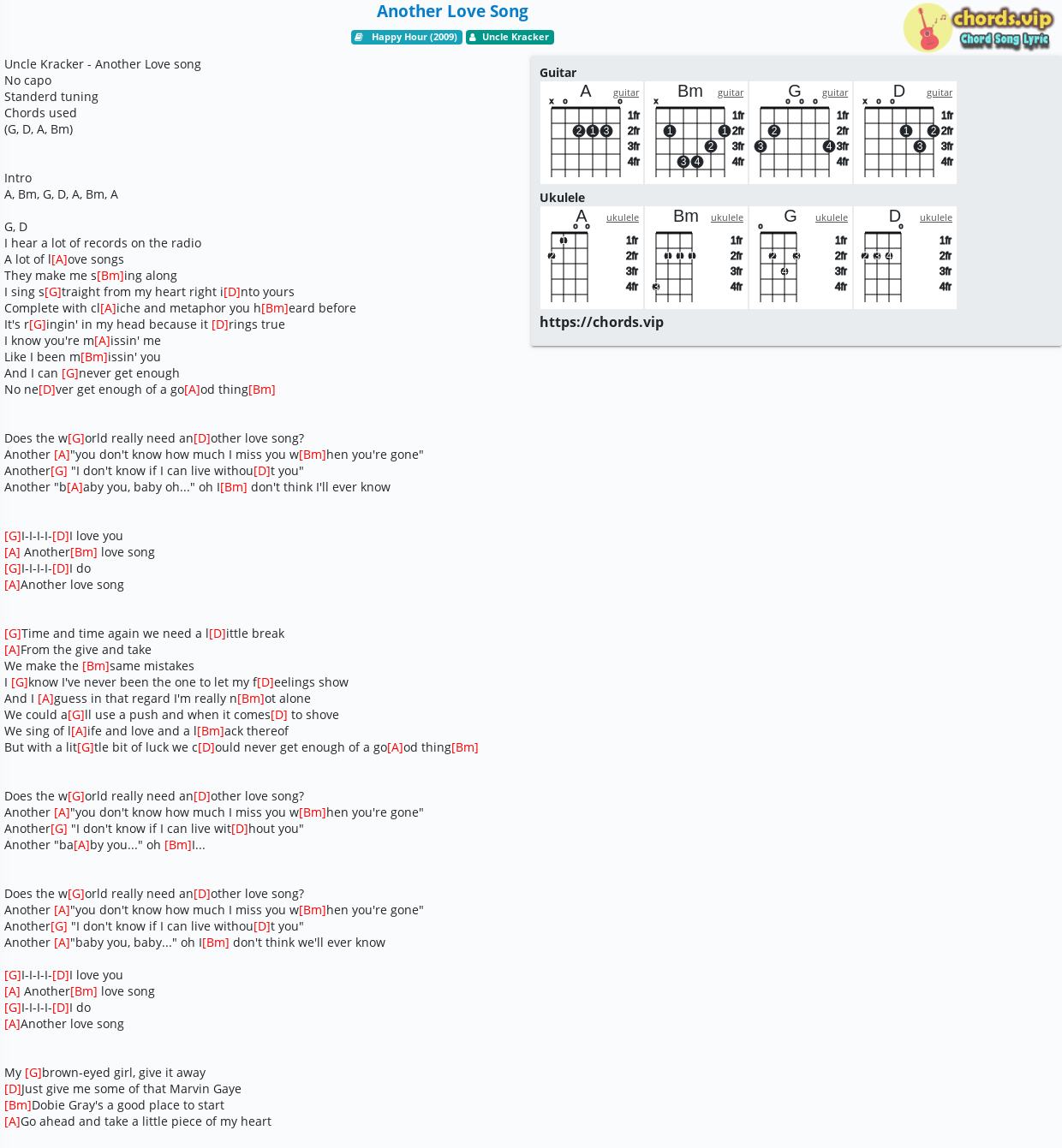 Chord: Another Love Song - Uncle Kracker - tab, song lyric, sheet ... Chord: Another Love Song - Uncle Kracker - tab, song lyric, sheet ...