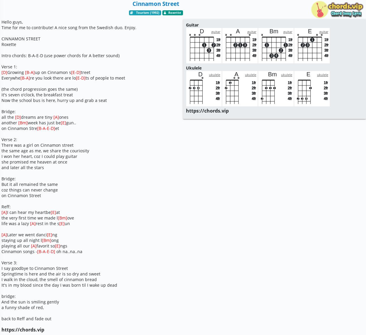 Chord Cinnamon Street Tab Song Lyric Sheet Guitar Ukulele Chordsvip