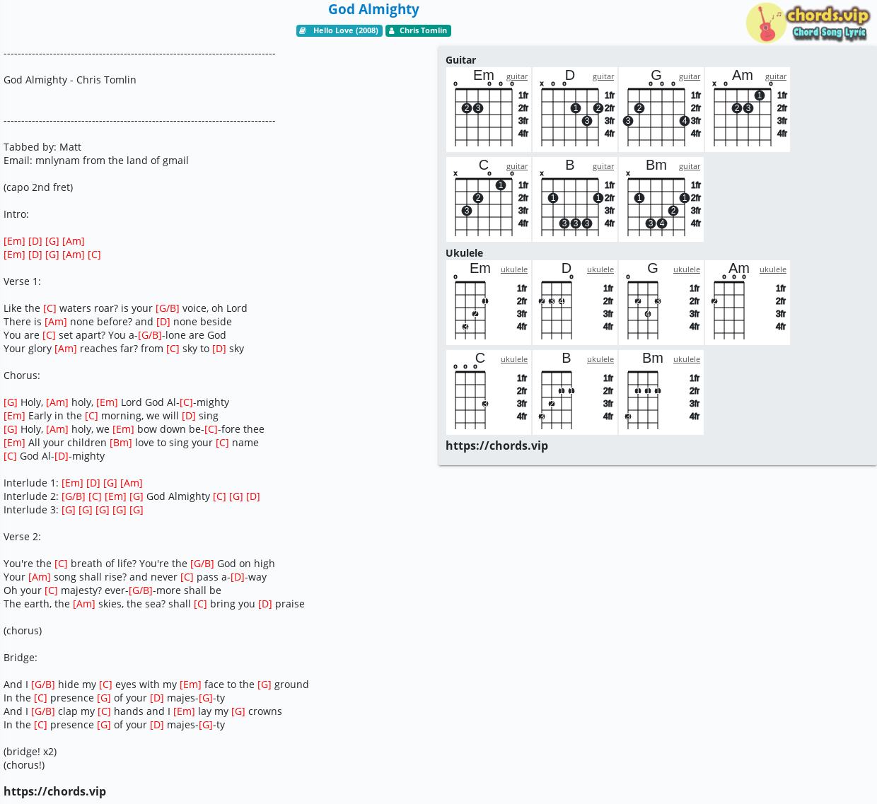Chord: God Almighty - tab, song lyric, sheet, guitar, ukulele | chords.vip Chord: God Almighty - tab, song lyric, sheet, guitar, ukulele | chords.vip