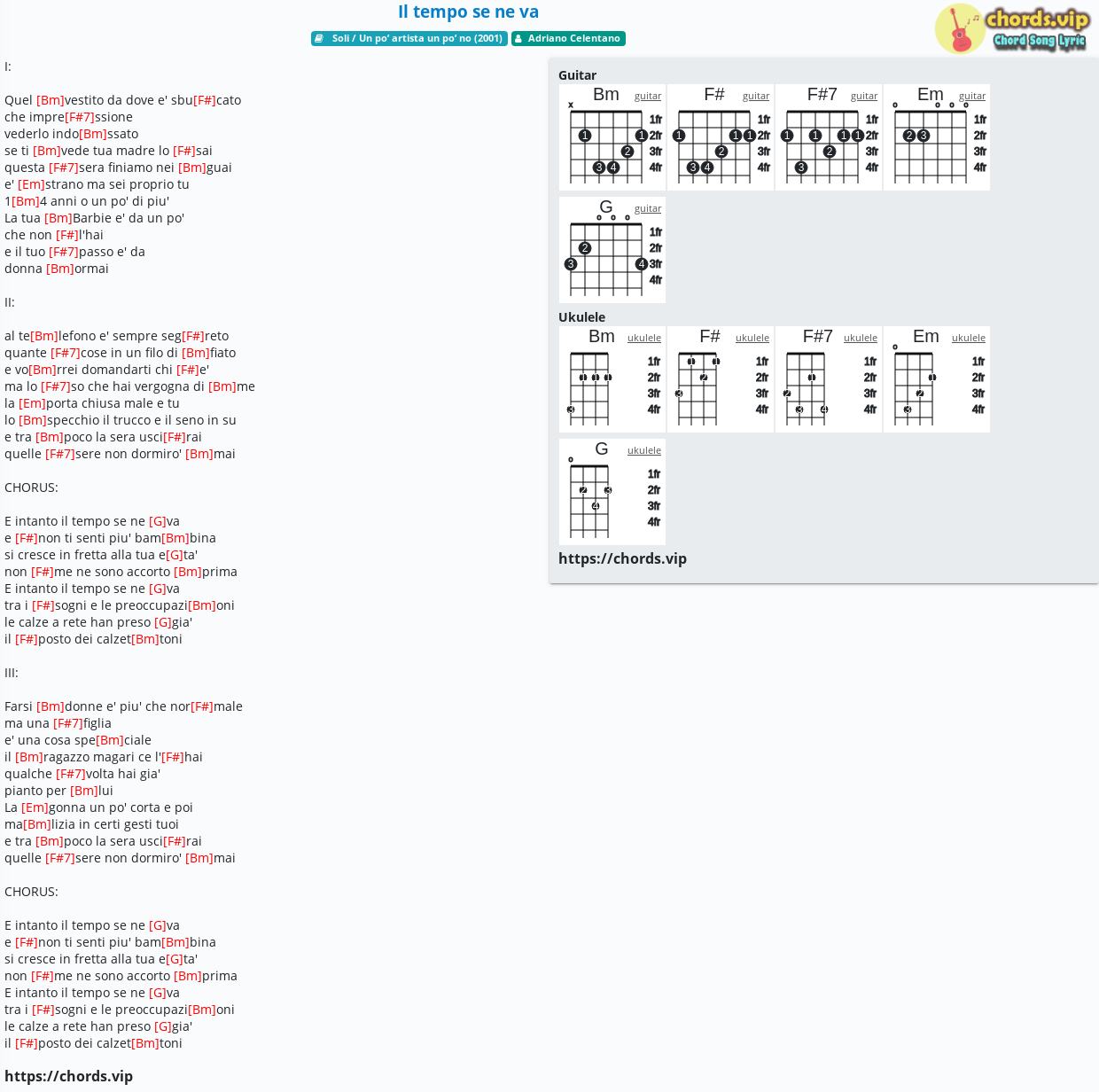 Chord: Il tempo se ne va - tab, song lyric, sheet, guitar, ukulele ... Chord: Il tempo se ne va - tab, song lyric, sheet, guitar, ukulele ...