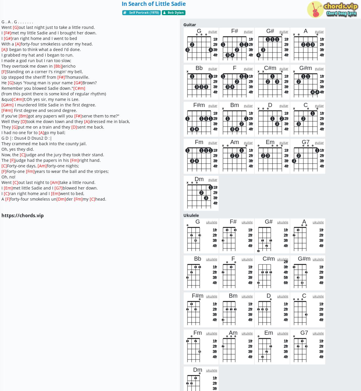 Chord In Search Of Little Sadie Tab Song Lyric Sheet Guitar Ukulele Chordsvip
