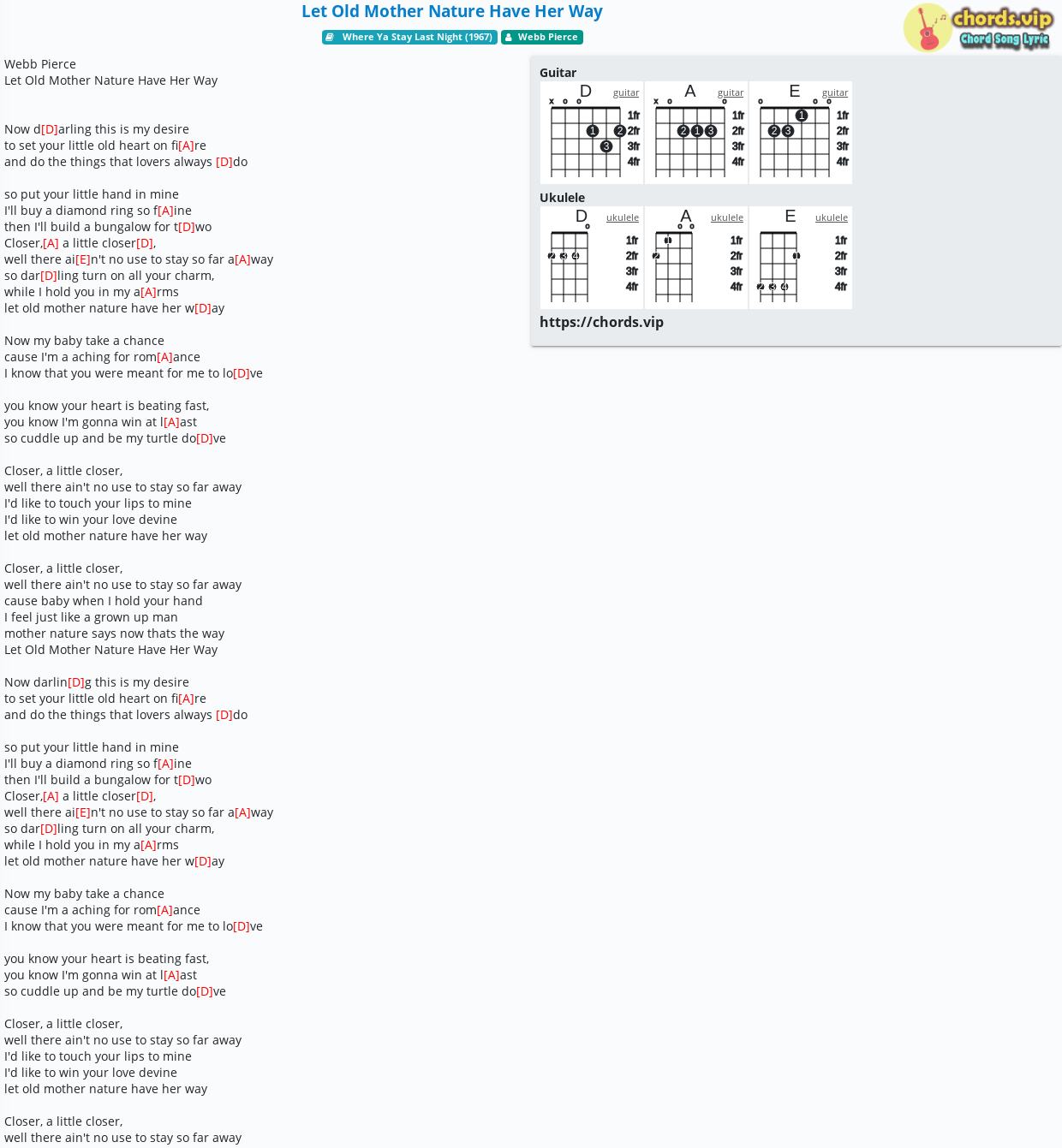 Chord: Let Old Mother Nature Have Her Way - tab, song lyric, sheet ... Chord: Let Old Mother Nature Have Her Way - tab, song lyric, sheet ...