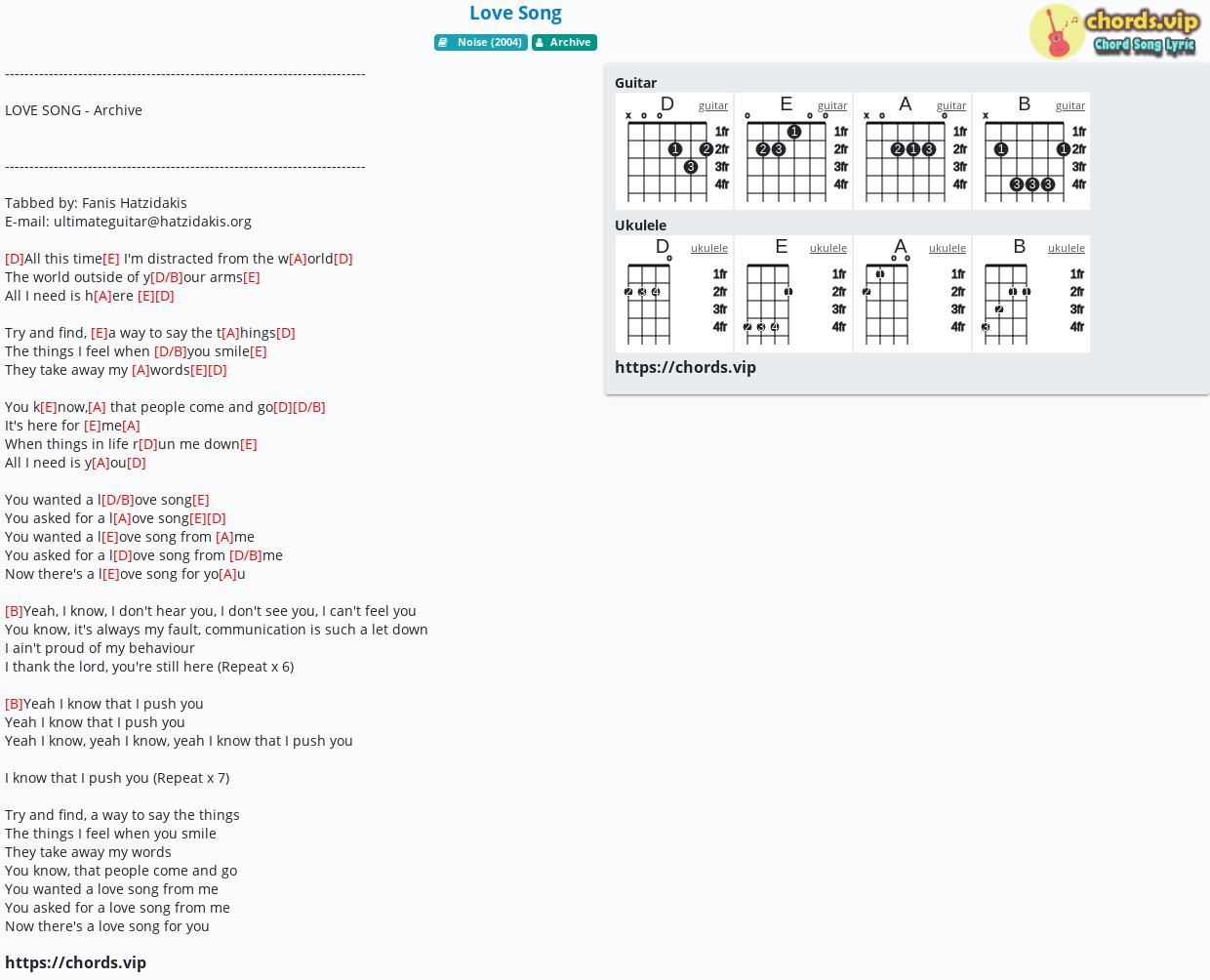 Chord: Love Song - tab, song lyric, sheet, guitar, ukulele | chords.vip Chord: Love Song - tab, song lyric, sheet, guitar, ukulele | chords.vip