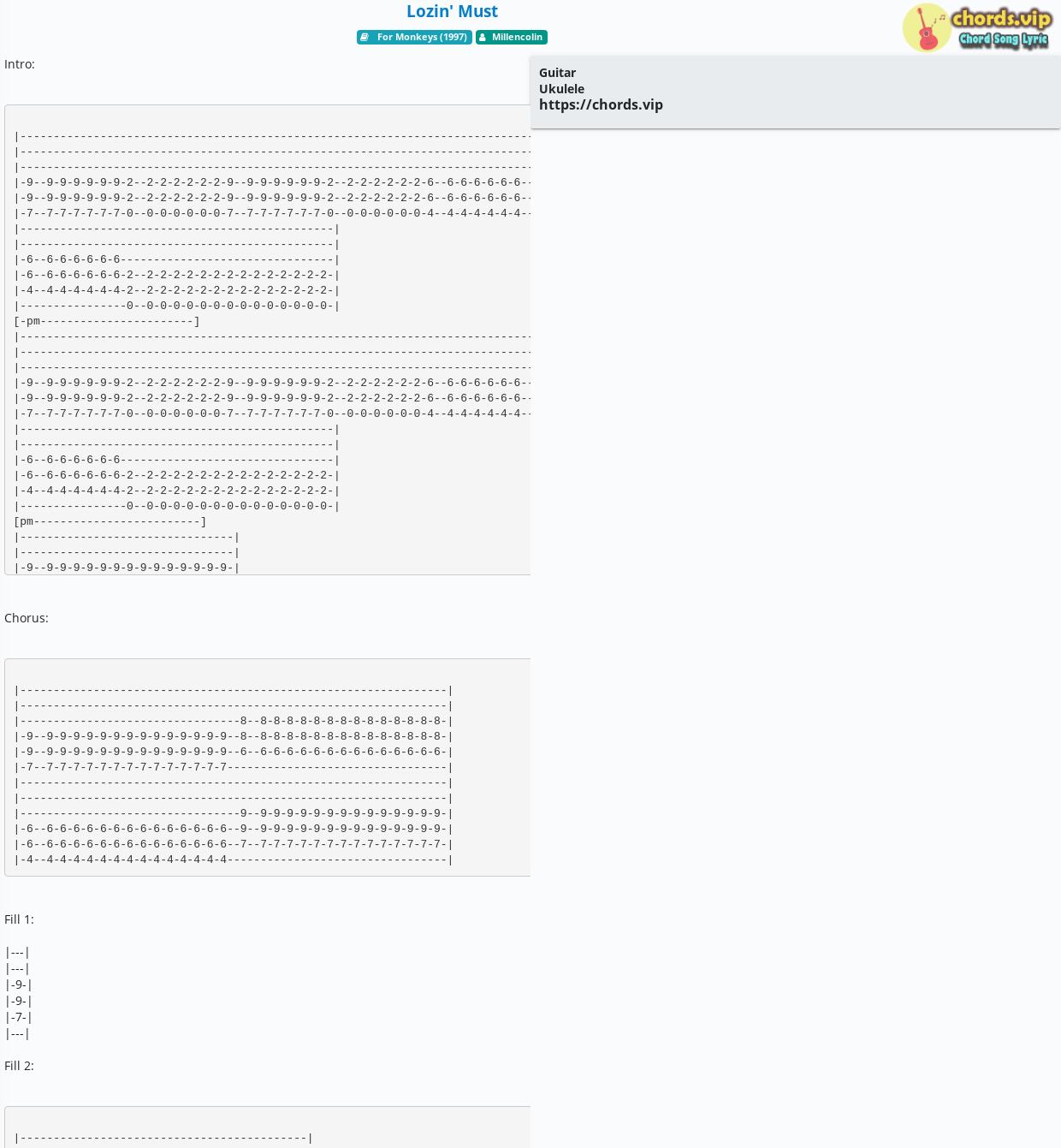 Chord Lozin Must Tab Song Lyric Sheet Guitar Ukulele Chordsvip