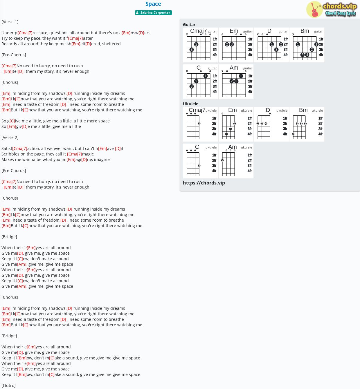 Chord: Space - tab, song lyric, sheet, guitar, ukulele | chords.vip Chord: Space - tab, song lyric, sheet, guitar, ukulele | chords.vip