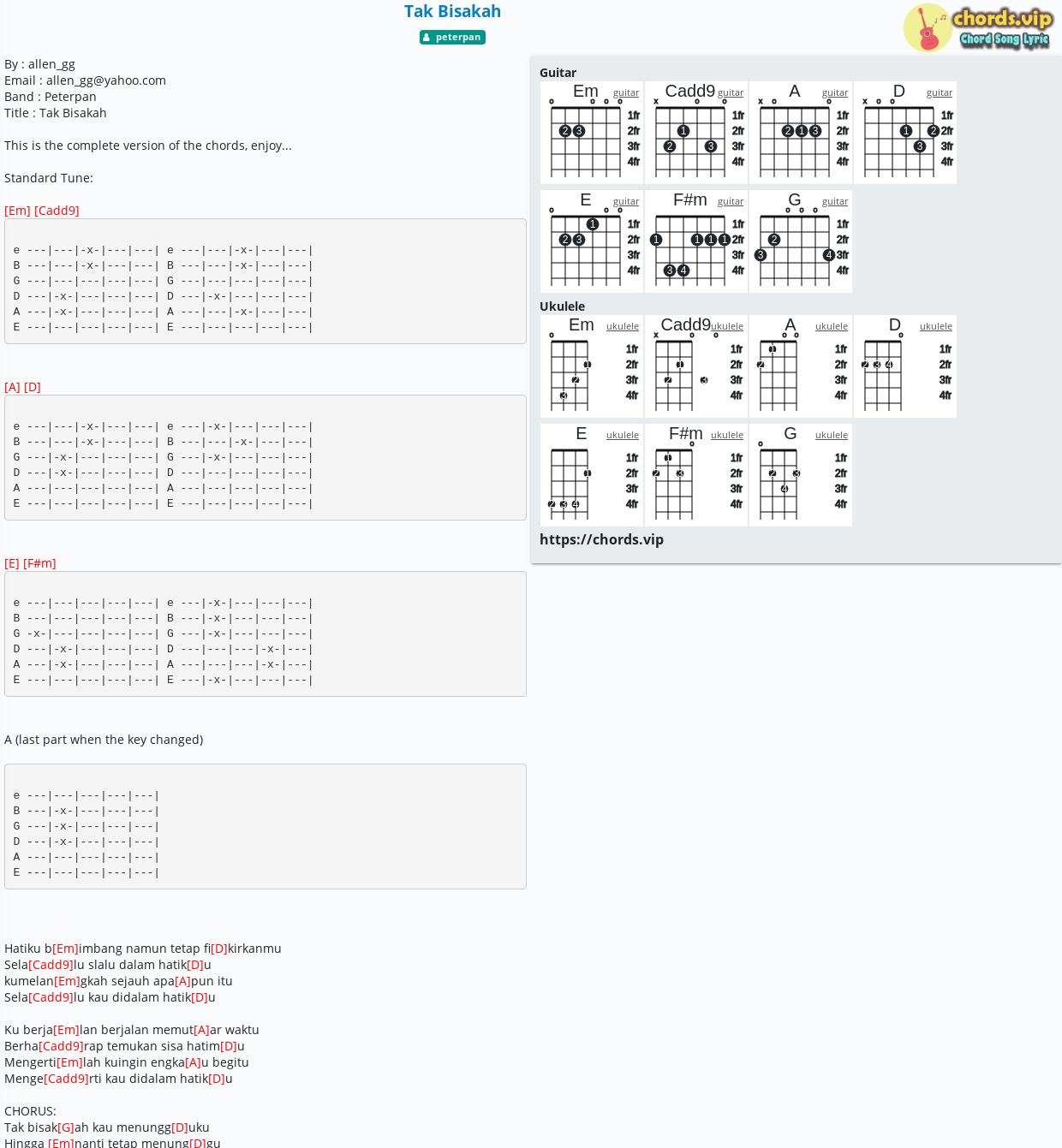 Chord: Tak Bisakah - tab, song lyric, sheet, guitar, ukulele | chords.vip Chord: Tak Bisakah - tab, song lyric, sheet, guitar, ukulele | chords.vip